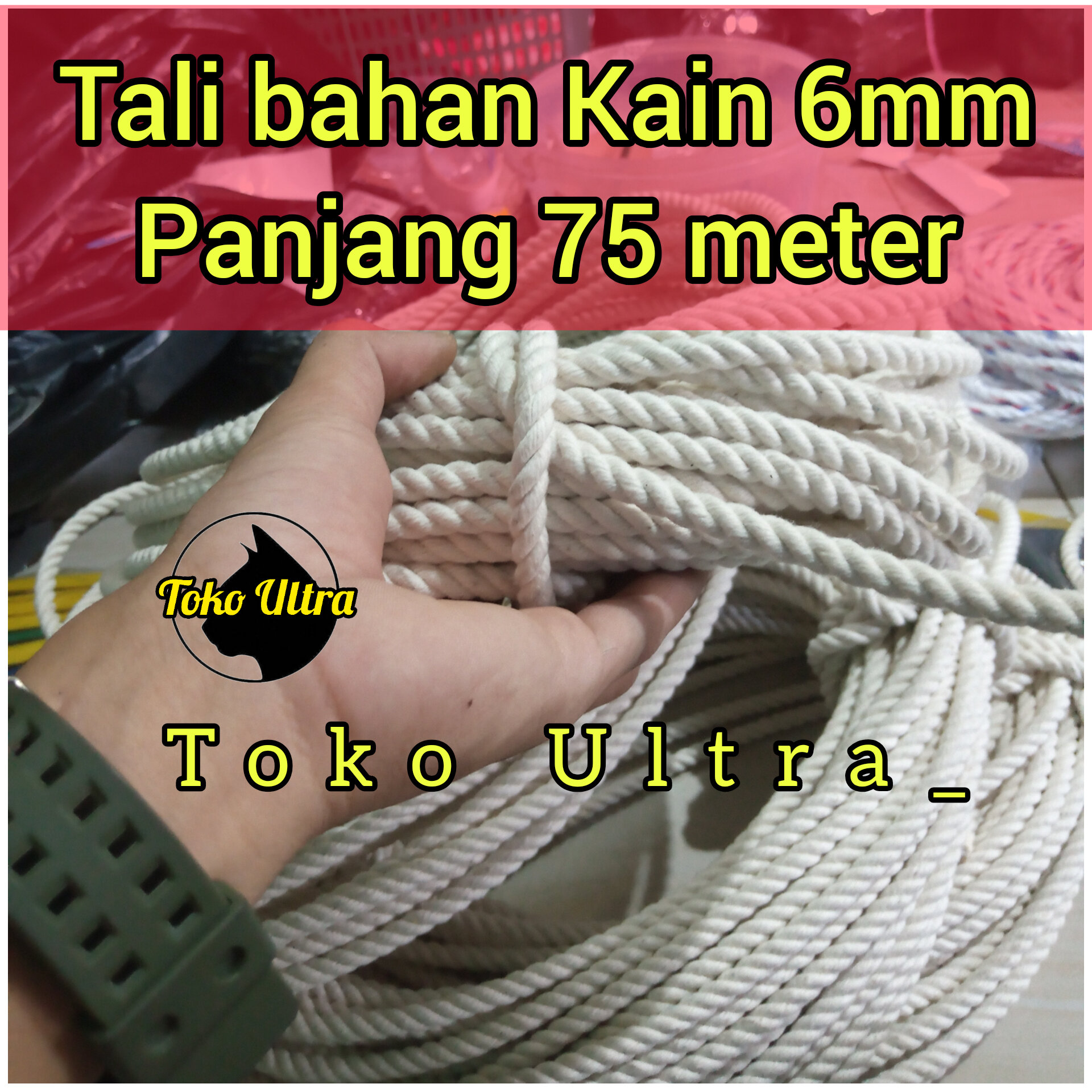 TALI 6MM BAHAN KAIN (75 METER) / TALI IKAT MOBIL 6MM / TAMPAR 6MM ...