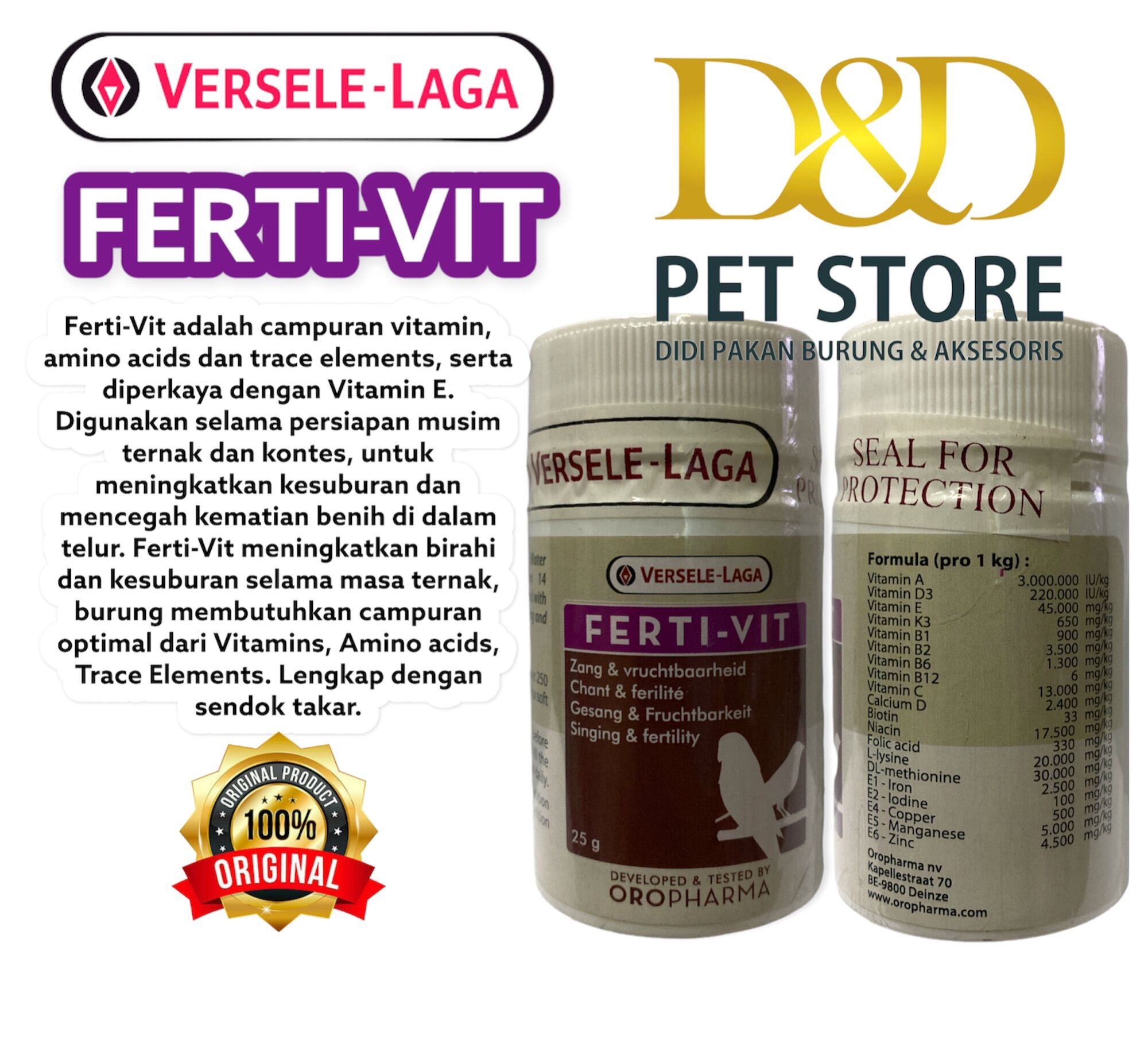 FERTI-VIT versele laga vitamin burung untuk breeding dan produktifitas ...