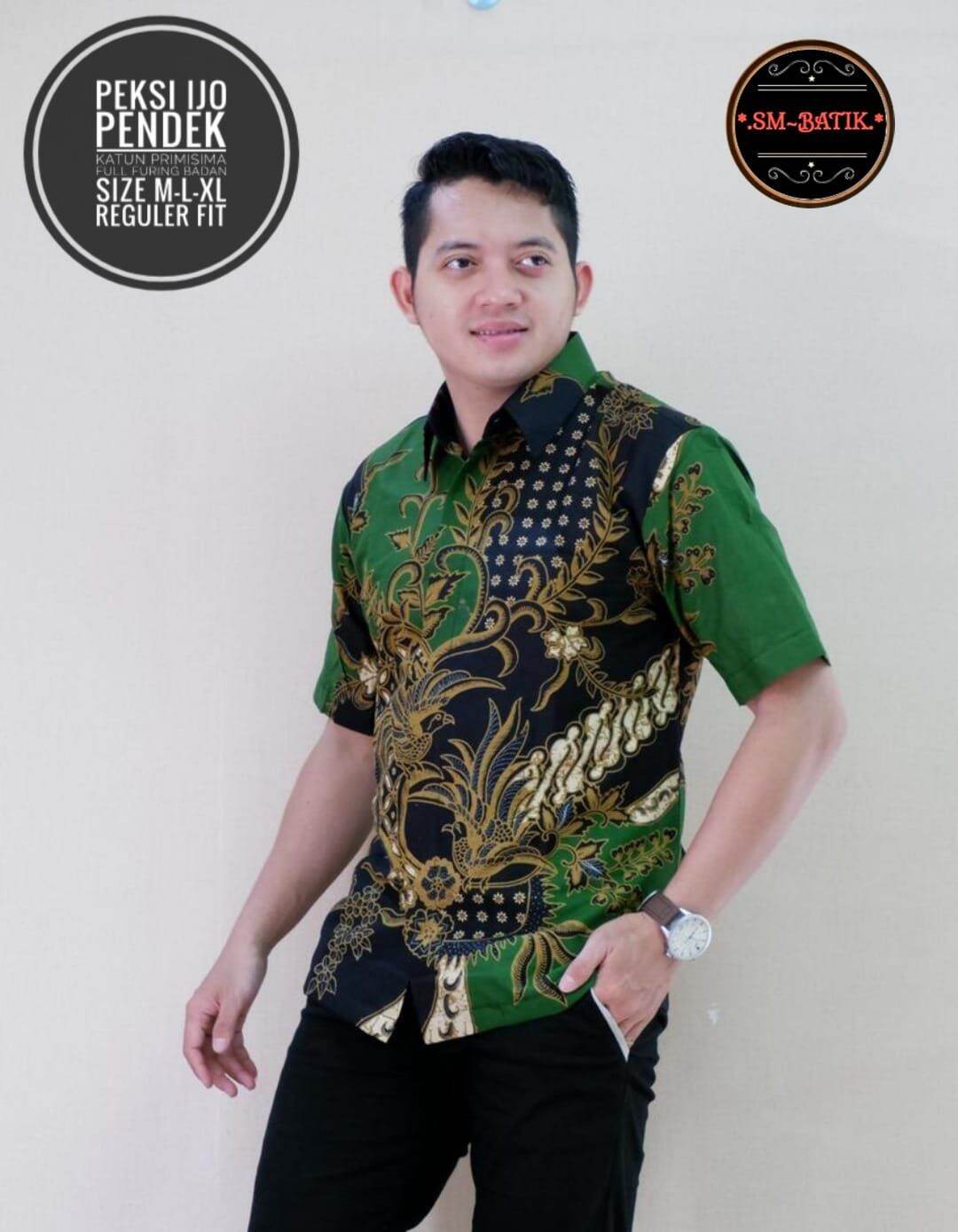 Batik premium warna hijau/kemeja batik warna hijau terbaru/hem batik ...