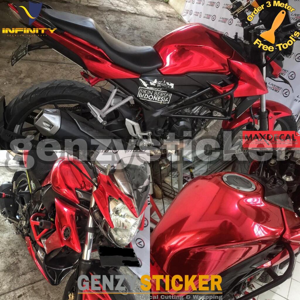 Stiker skotlet merah chrome mirror sticker merah metalik krom super ...