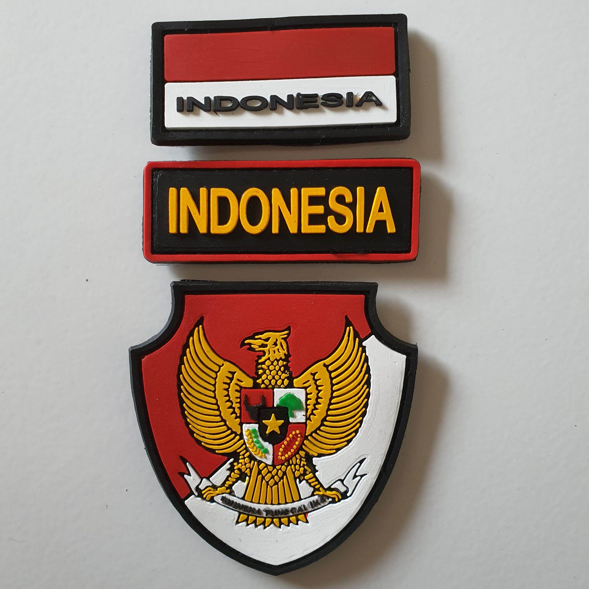 SATU SET 3 PATCH RUBBER LOGO GARUDA TAMENG MERAH PUTIH+BENDERA ...