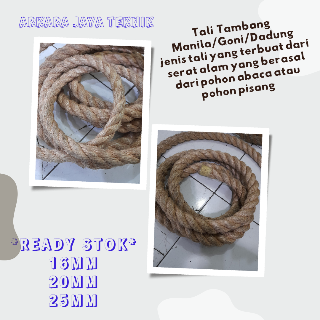 tali tambang dadung/tali goni/tali manila 16mm x 1mtr | Lazada Indonesia