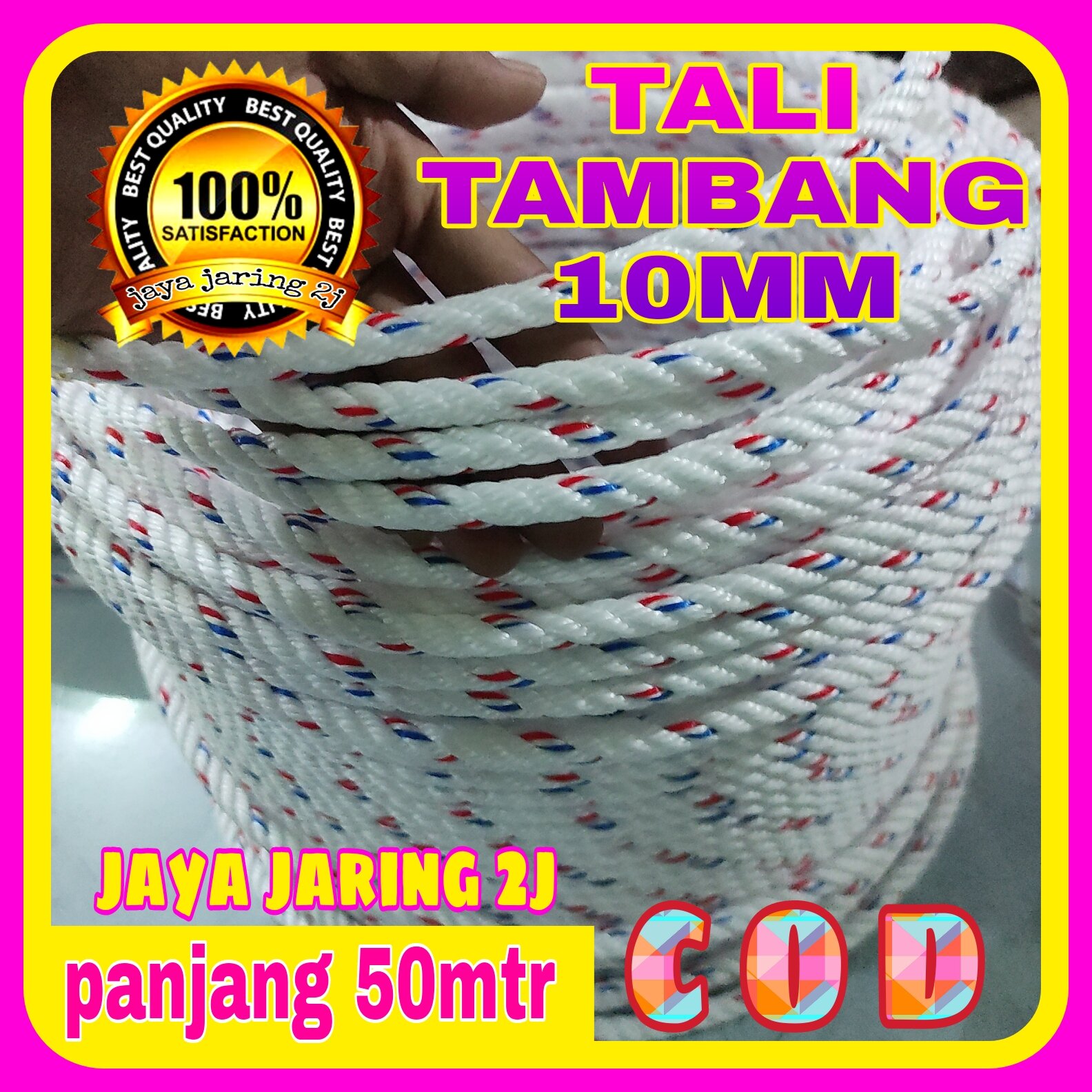 TALI TAMBANG 10MM 50meter/TALI TAMBANG 10MM ECERAN/TALI TAMBANG NYLON ...