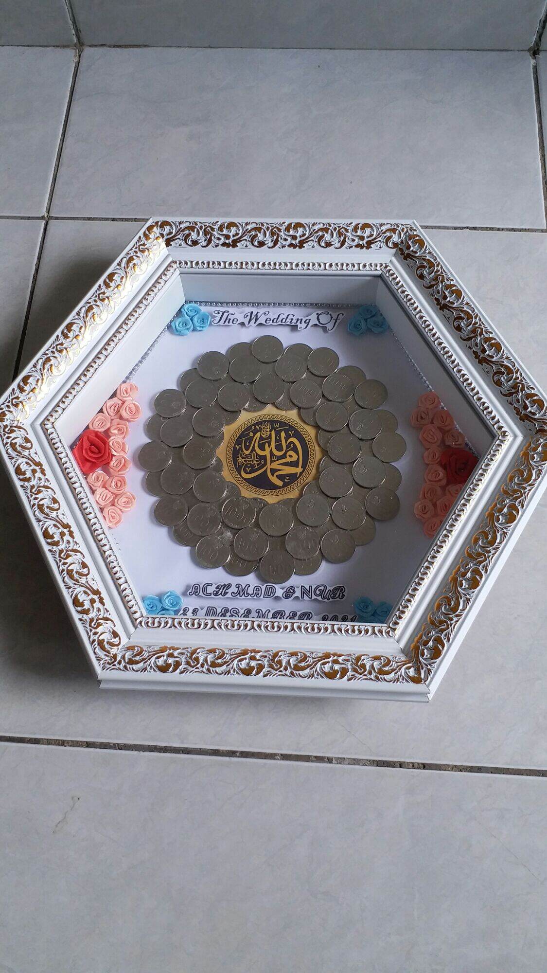 MAHAR KOIN ALLAH & MUHAMMAD SIMPLE/ BINGKAI MAHAR PENGANTIN SEGIENAM/ BINGKAI HEXAGONAL | Lazada ...
