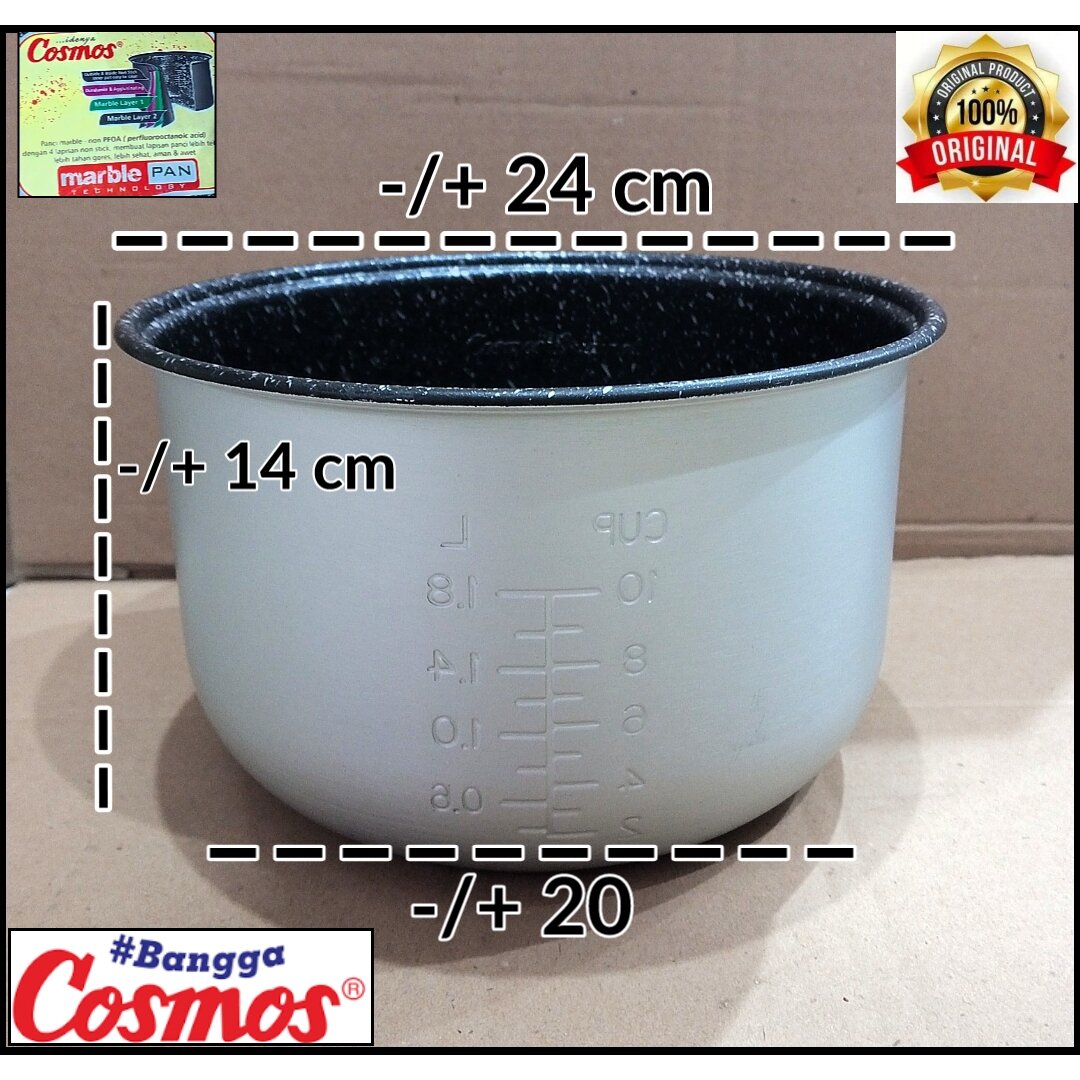 Panci Teflon Rice cooker/ mejikom cosmos Original 1,8 Liter. Marble pan ...