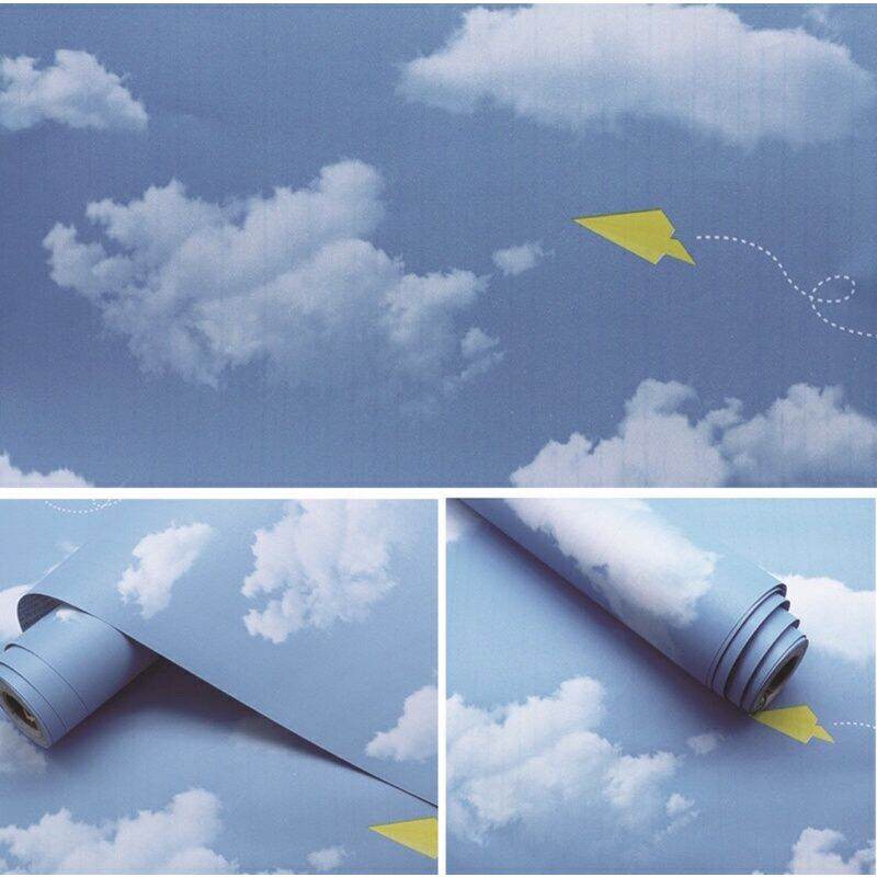PROMO Wallpaper Sticker atap plafon dinding Motif AWAN BIRU Derkorasi ...