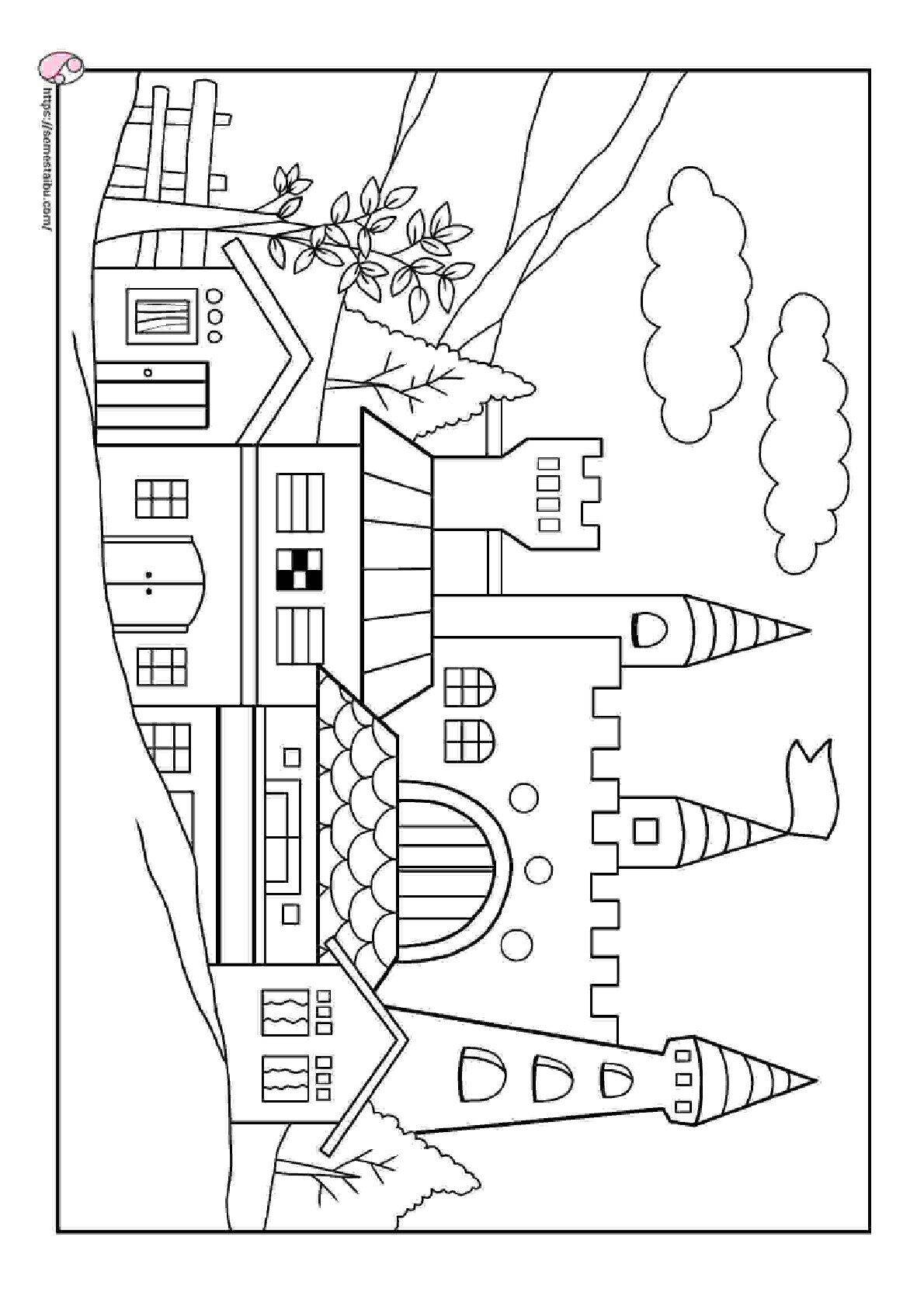 Kertas Gambar Mewarnai A4 Rumah / Coloring / Sketsa Gambar / Kertas ...