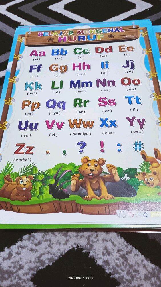 POSTER EDUKASI ANAK BELAJAR MENGENAL HURUF ALPHABET BAHASA INGGRIS ...