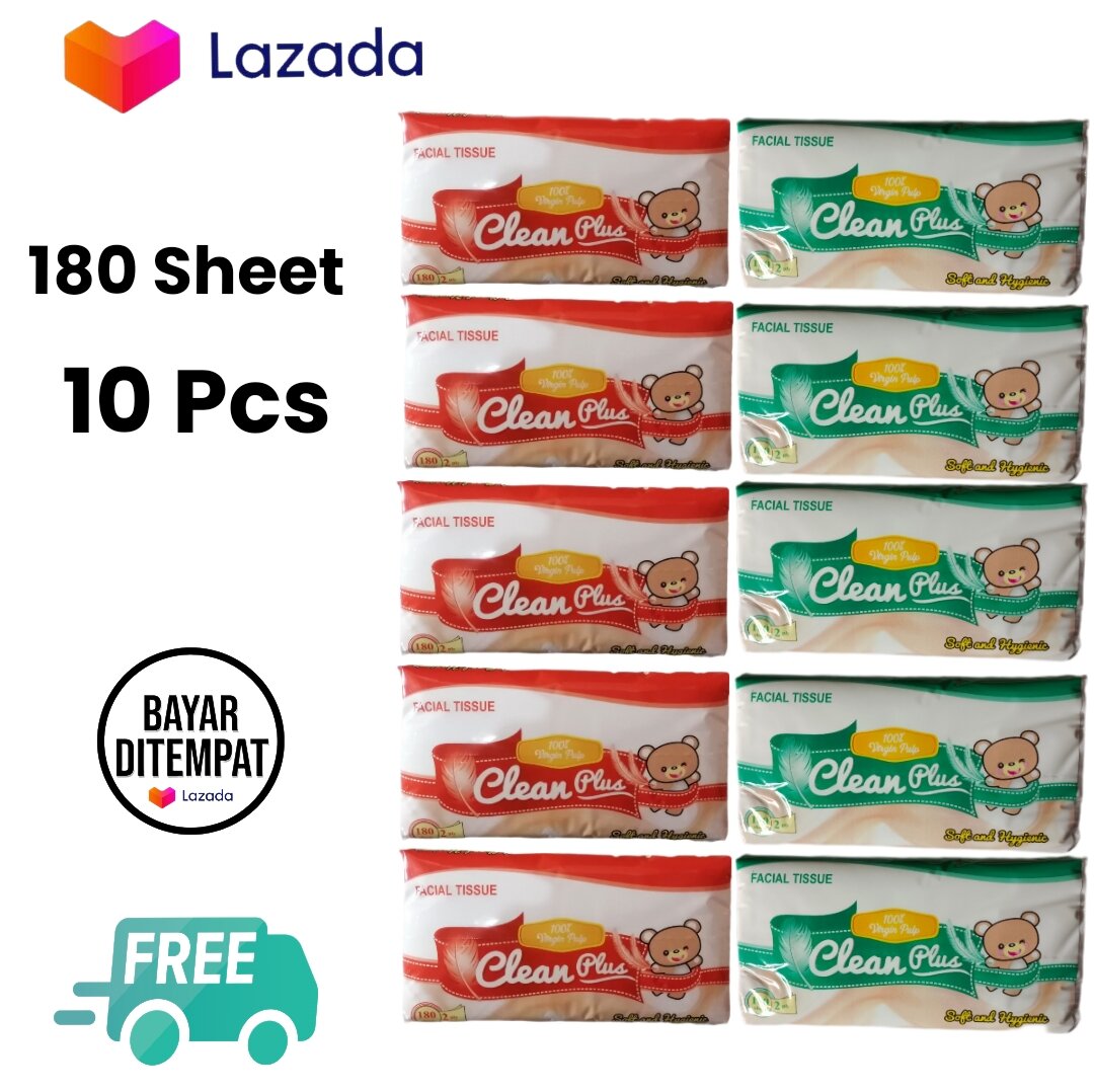 tissue clean plus 180 sheet 10 pcs | Lazada Indonesia