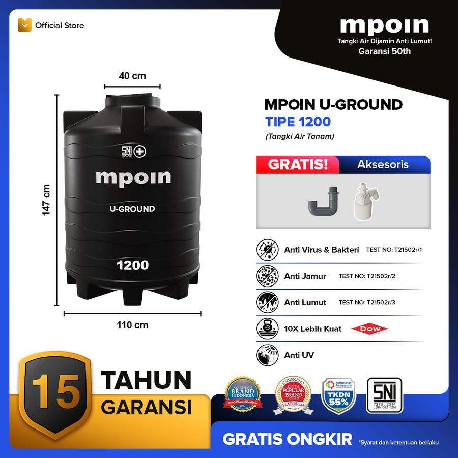 Tandon Air/Toren Air/Tangki Air MPOIN U1200 1100 Liter U-Ground Series ...