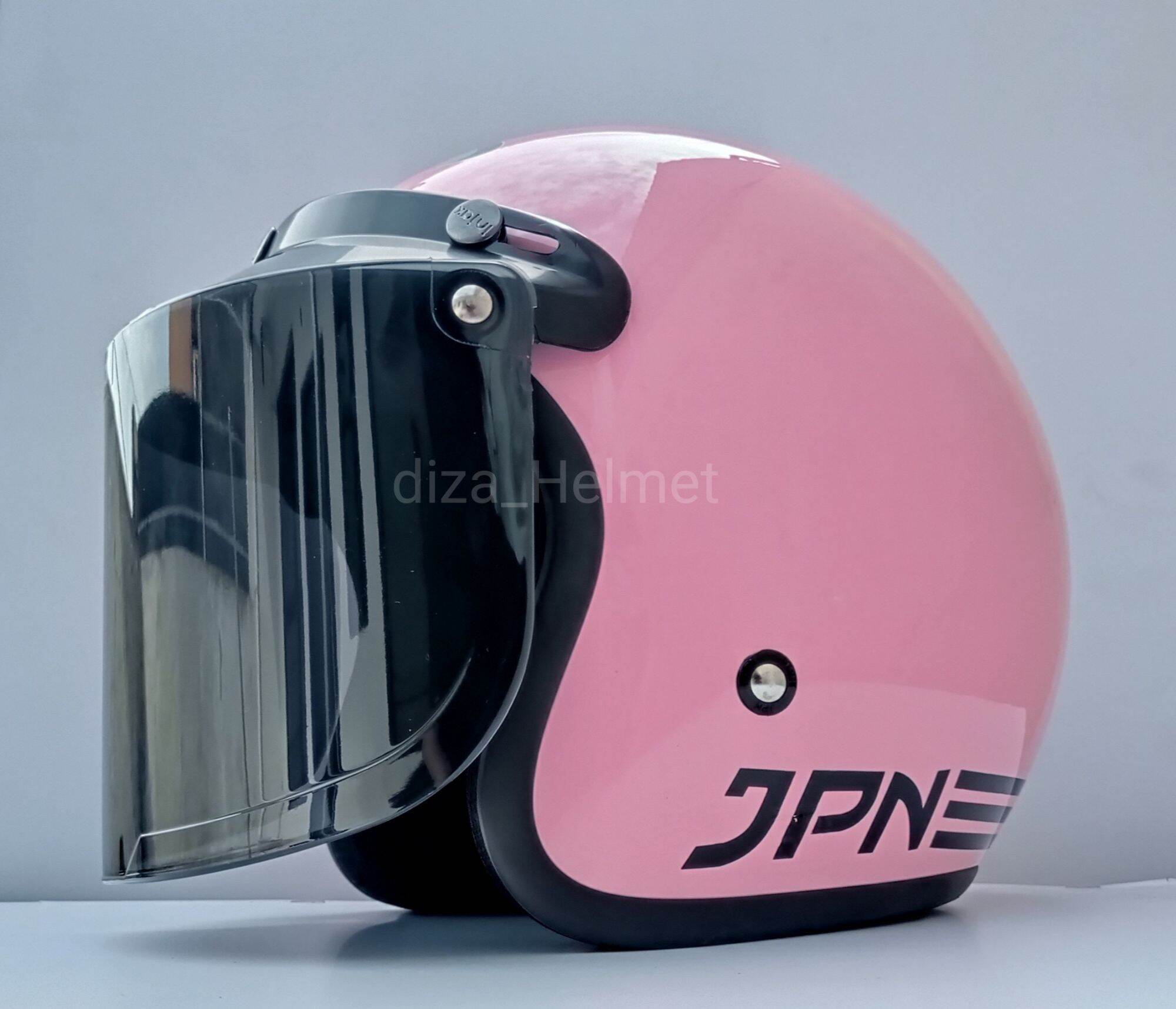 Helm Bogo Retro JPN Pink/ping Pastel metalik satu paket dengan kaca ...
