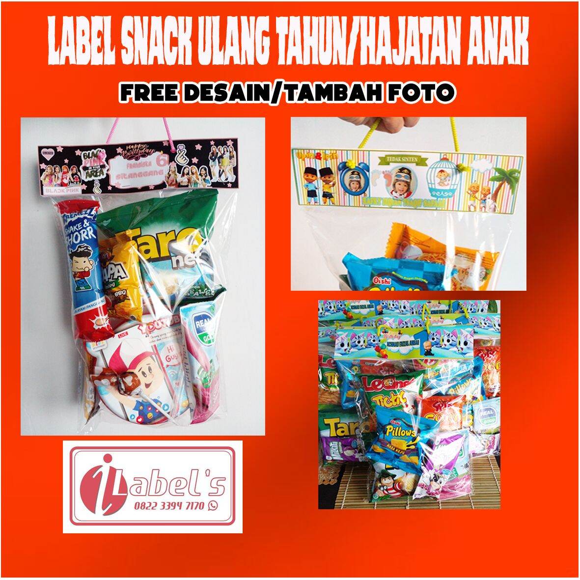 Label snack ulang tahun isi 20 pcs(ukuran plastik 25x35)large | Lazada ...
