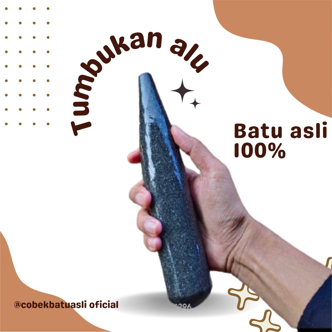 Tumbukan alu untuk lumpang terbuat dari batu asli atau muthu alu ...
