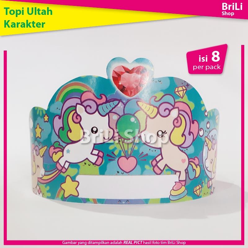 Topi Ulang Tahun Anak Karakter Kuda Unicorn Mahkota Lingkar Pesta Ultah ...