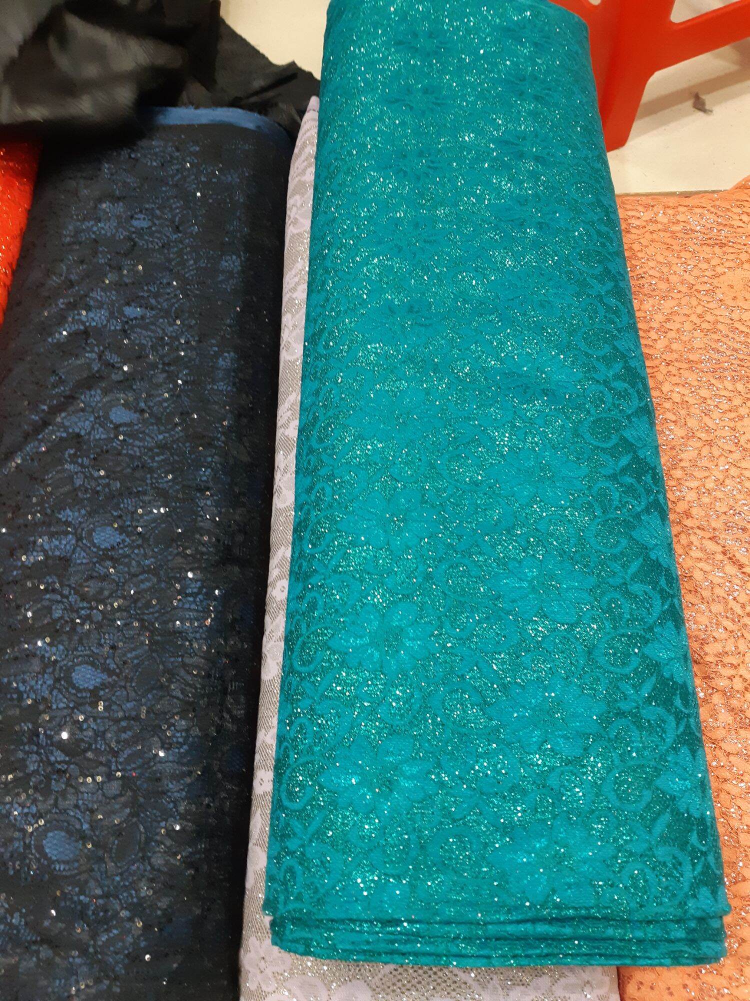 bahan brokat bonding / kain brokat plus.furing / brokat kebaya mewah ...