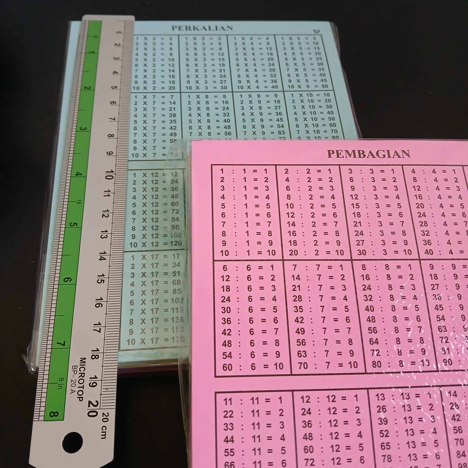 tabel perkalian+pembagian 1pak isi 100 Lembar 18x14cm | Lazada Indonesia