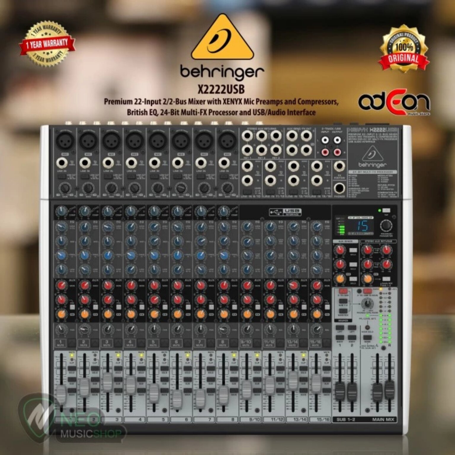 Behringer X2222USB Mixer 22 Input 2/2 Bus and USB Audio Interface ...