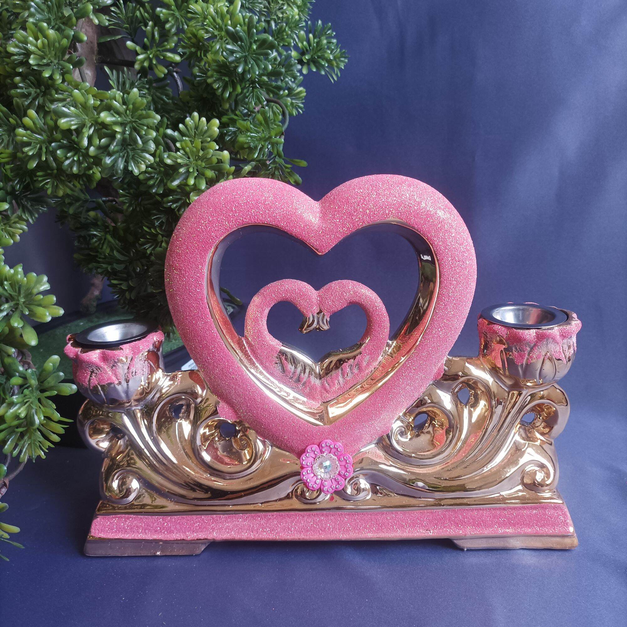 Pajangan Meja Keramik Angsa Sepasang Emas Gold Pernikahan Mewah Import ...