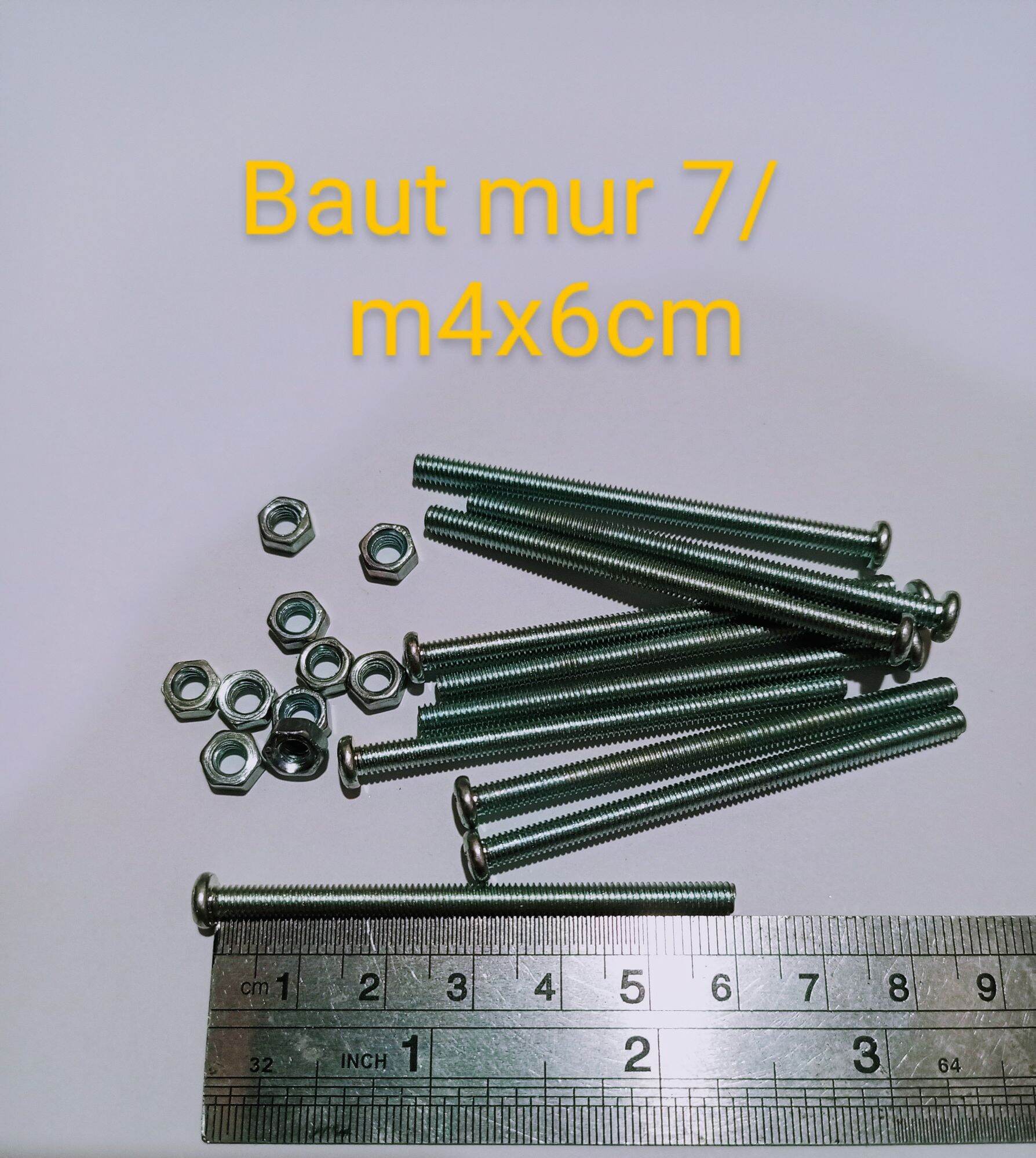 (Paket 10 pcs) Baut/Baut JP obeng +Mur 7/ 4mm X 6cm | Lazada Indonesia