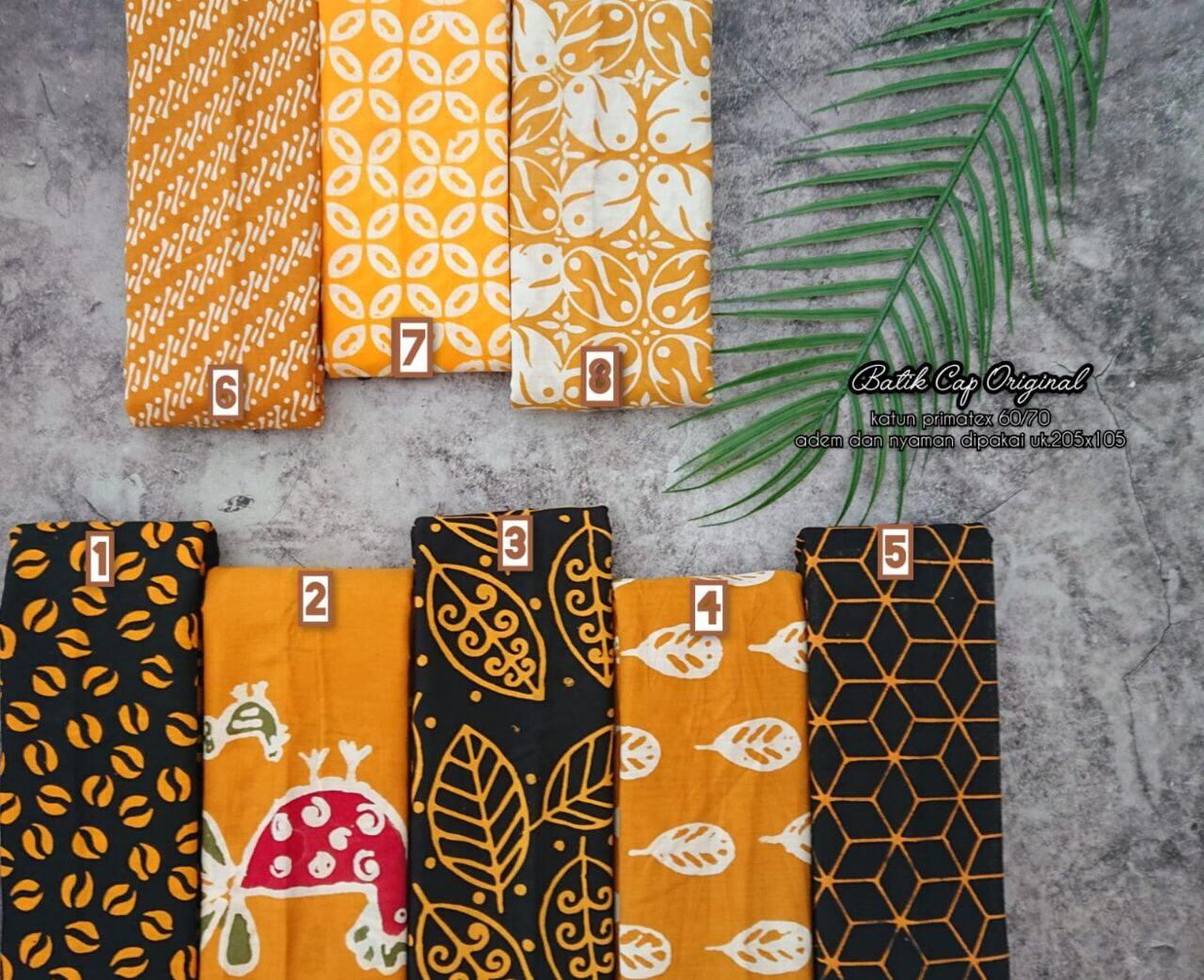 Kain batik cap hitam kuning 2 meter bahan batik cap warna kuning hitam ...