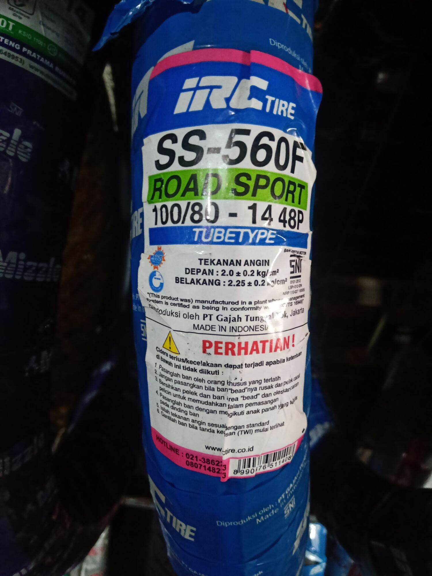 Ban Luar Motor Merk IRC Untuk Matic Ring 14 Tipe SS 560 F Non Tubeless ukuran 100 per 80 ...