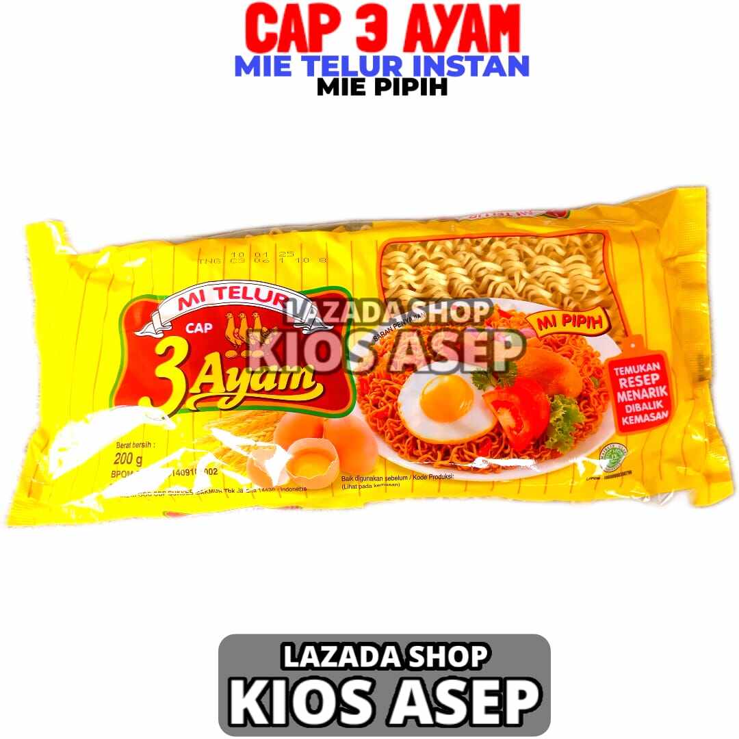 Mie Telur Cap 3 Ayam 1 Bungkus Isi 200 Gram | Lazada Indonesia