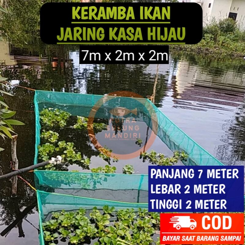 K722 Jaring keramba hapa ikan ukuran 7x2x2 siap pakai plus tali ...