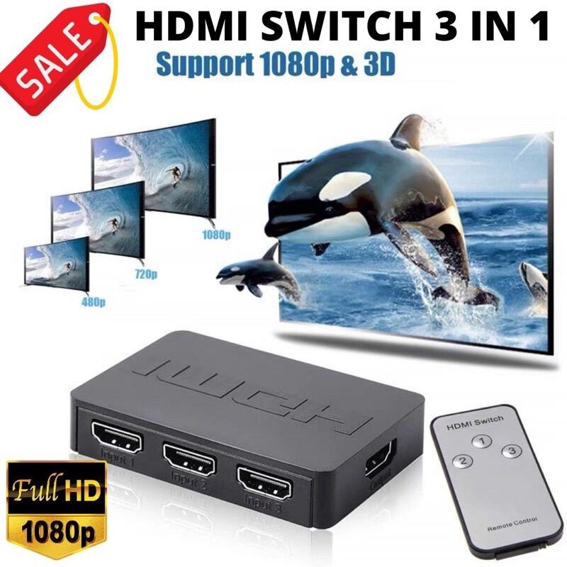HDMI SWITCHER 3 port full hd 1080P 3 input 1 output switcher hdmi ...