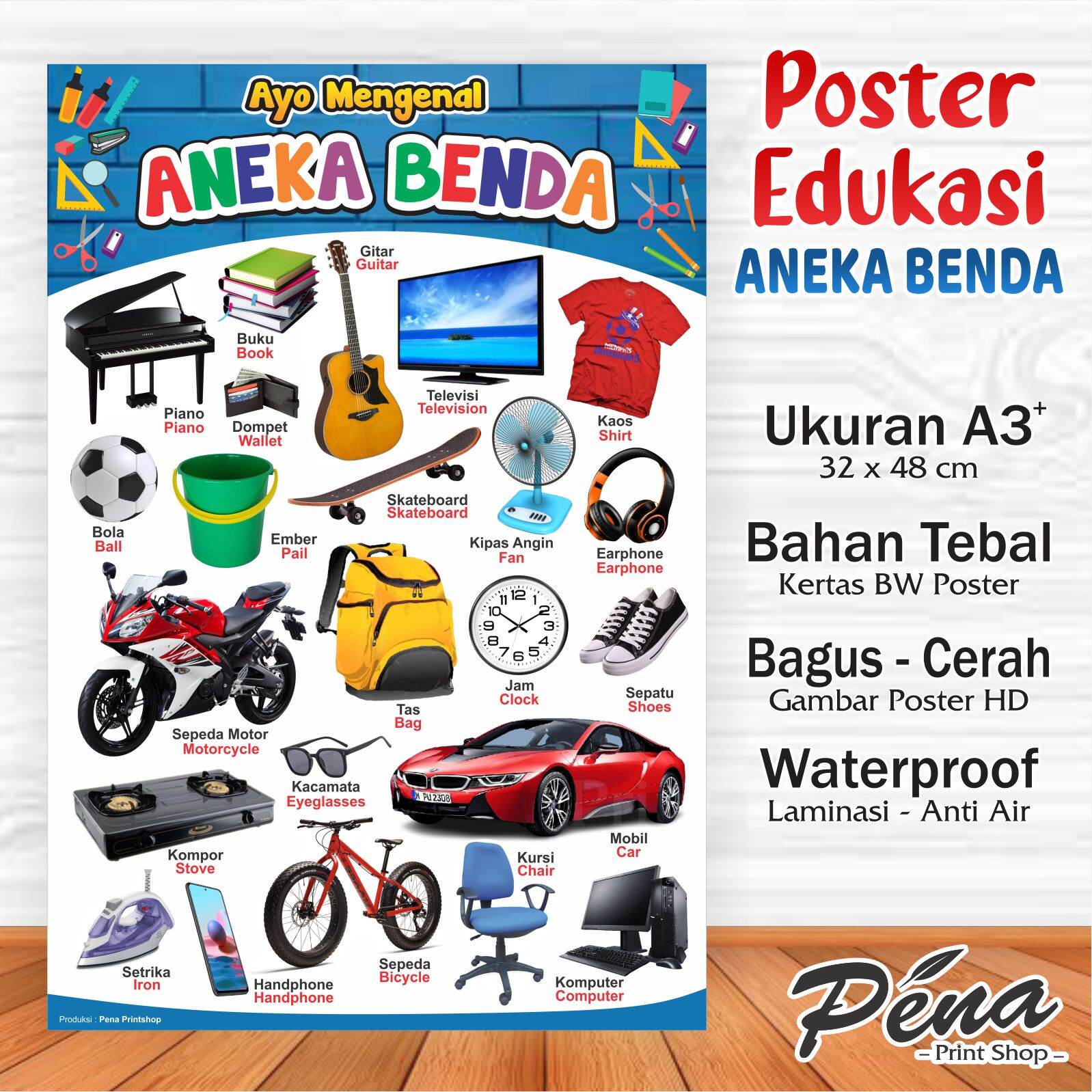 Poster Edukasi Nama-Nama Benda / Mengenal Benda Barang / Poster Belajar ...