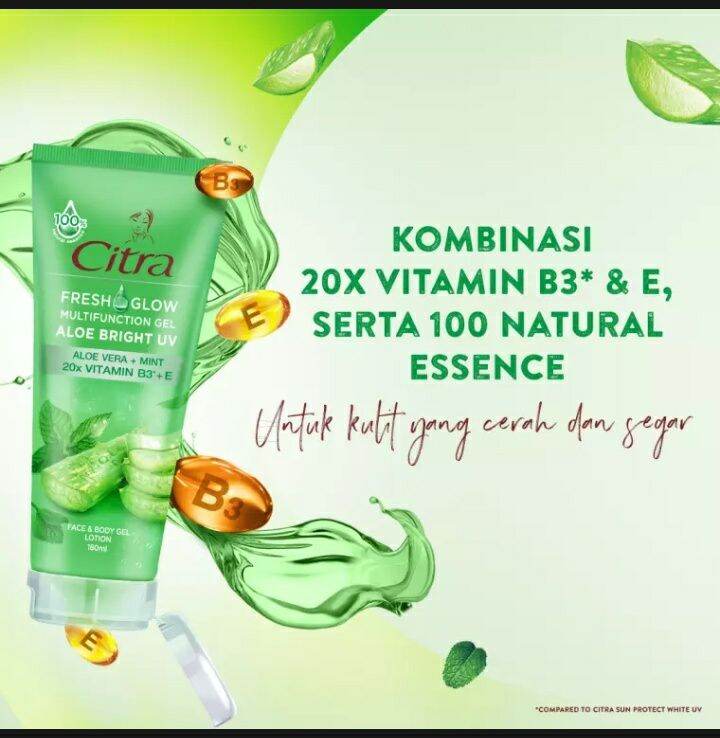 Citra Fresh Glow Multifunction Gel Aloe Vera+Mint Vit. B3+E & Tomato ...