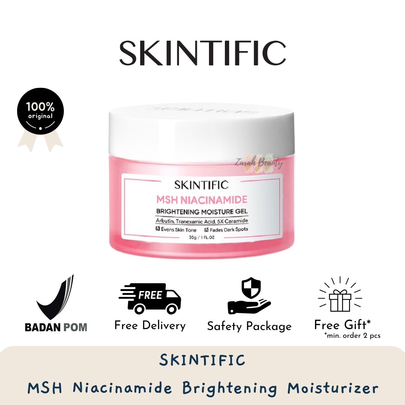 SKINTIFIC MSH Niacinamide Brightening Moisture Gel - Pelembab Wajah ...