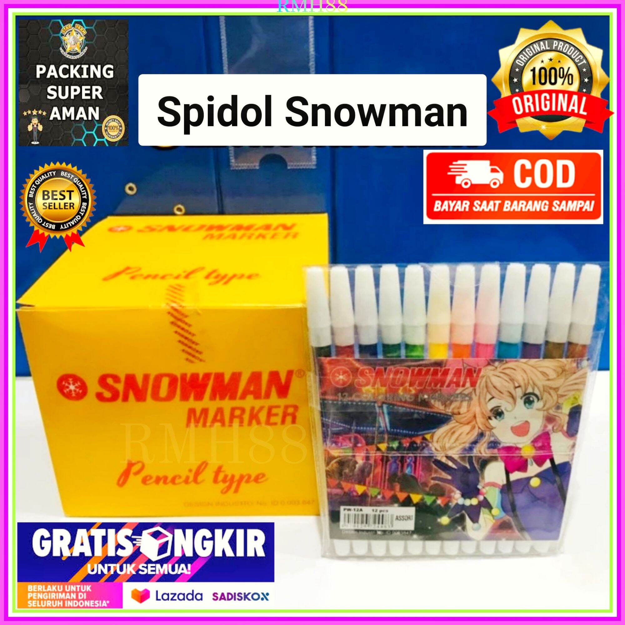Spidol Kecil 1 Set 12 Warna SNOWMAN [ 1Pak isi 12 Warna ] | Lazada ...