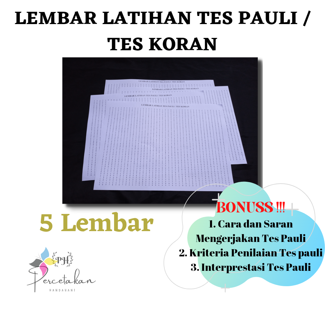 TES PAULI A3 / TES KORAN / TES PSIKOTES ( Paket B ) | Lazada Indonesia