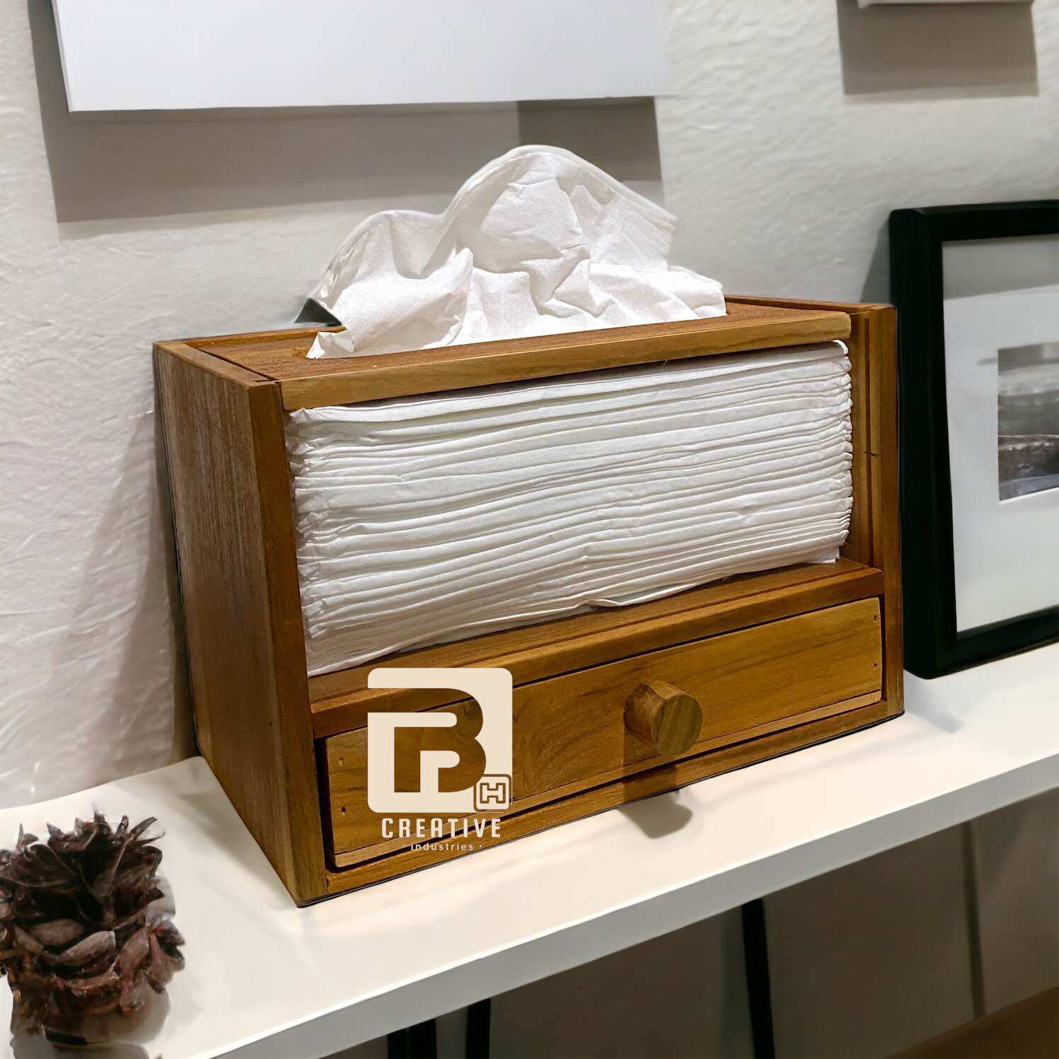 Tempat tisu kayu aesthetic / kotak tisu kayu jati estetik / wooden ...