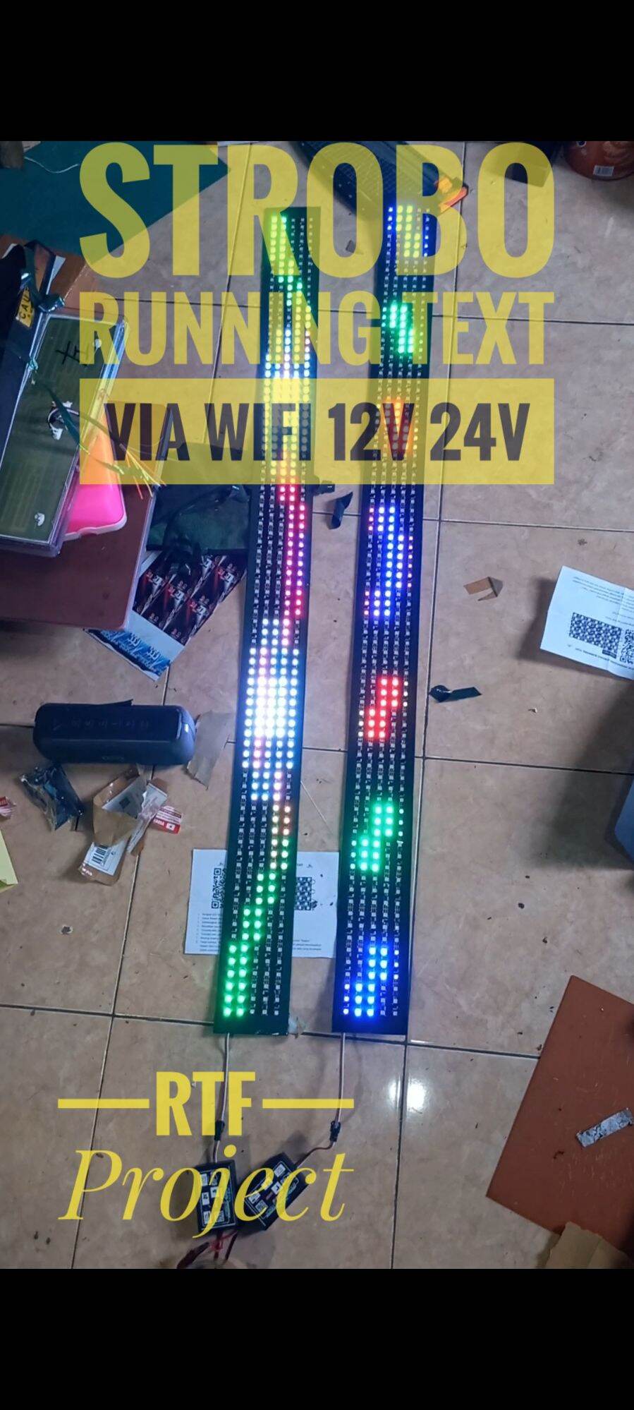 strobo running text via wifi 5 baris led ws2811 rapat 12v 24v 140 cm ...
