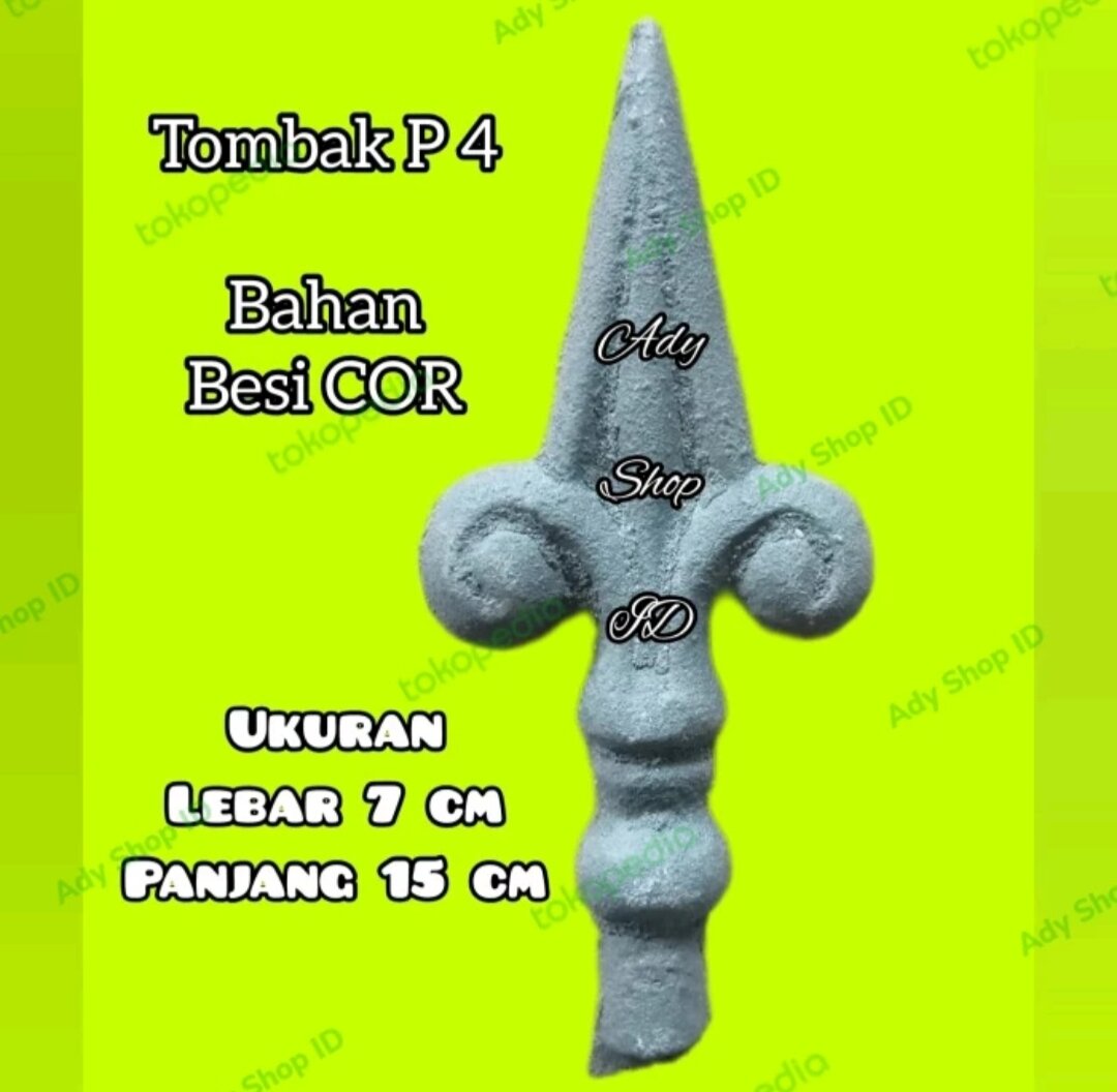 Tombak P4 besi cor padat ukuran lebar 7cm panjang 15cm hiasan aksesoris ...