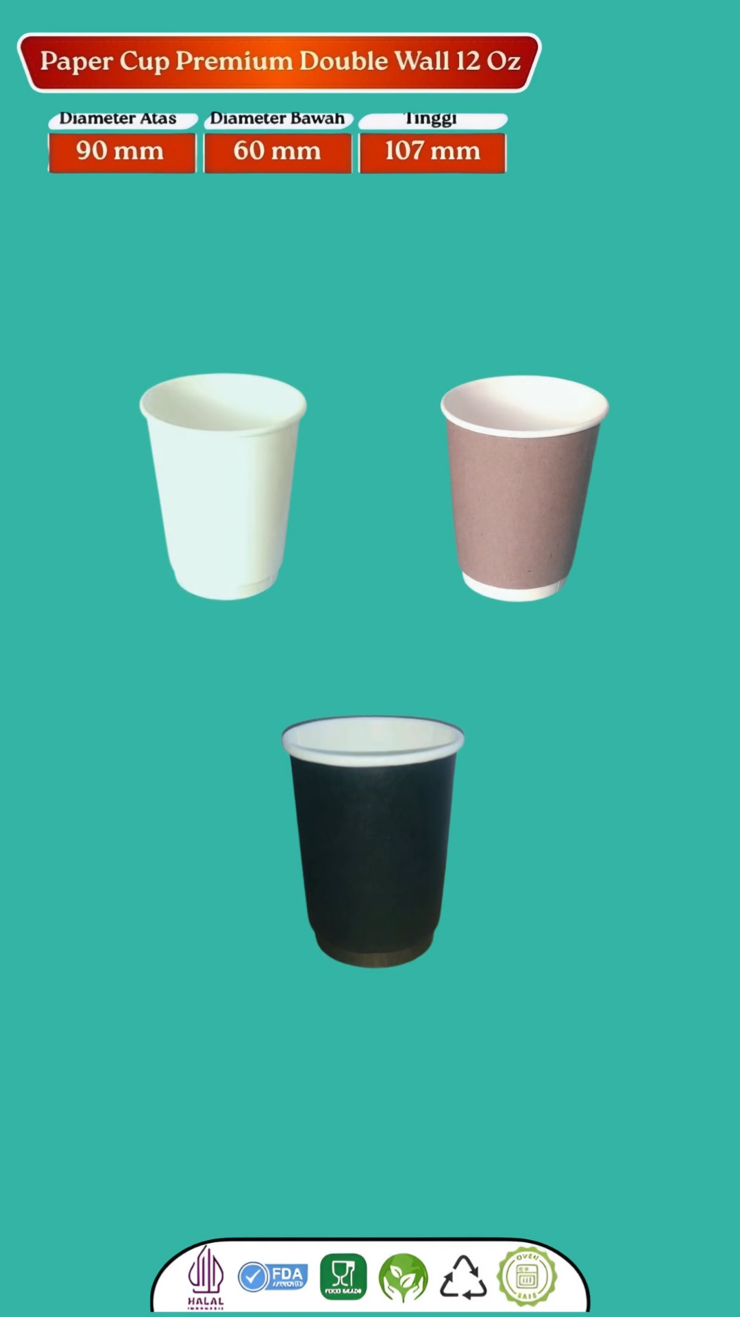 Paper Hot Cup Wall 12 oz SPE / Gelas Kertas Kraft Polos - isi 25 pcs ...