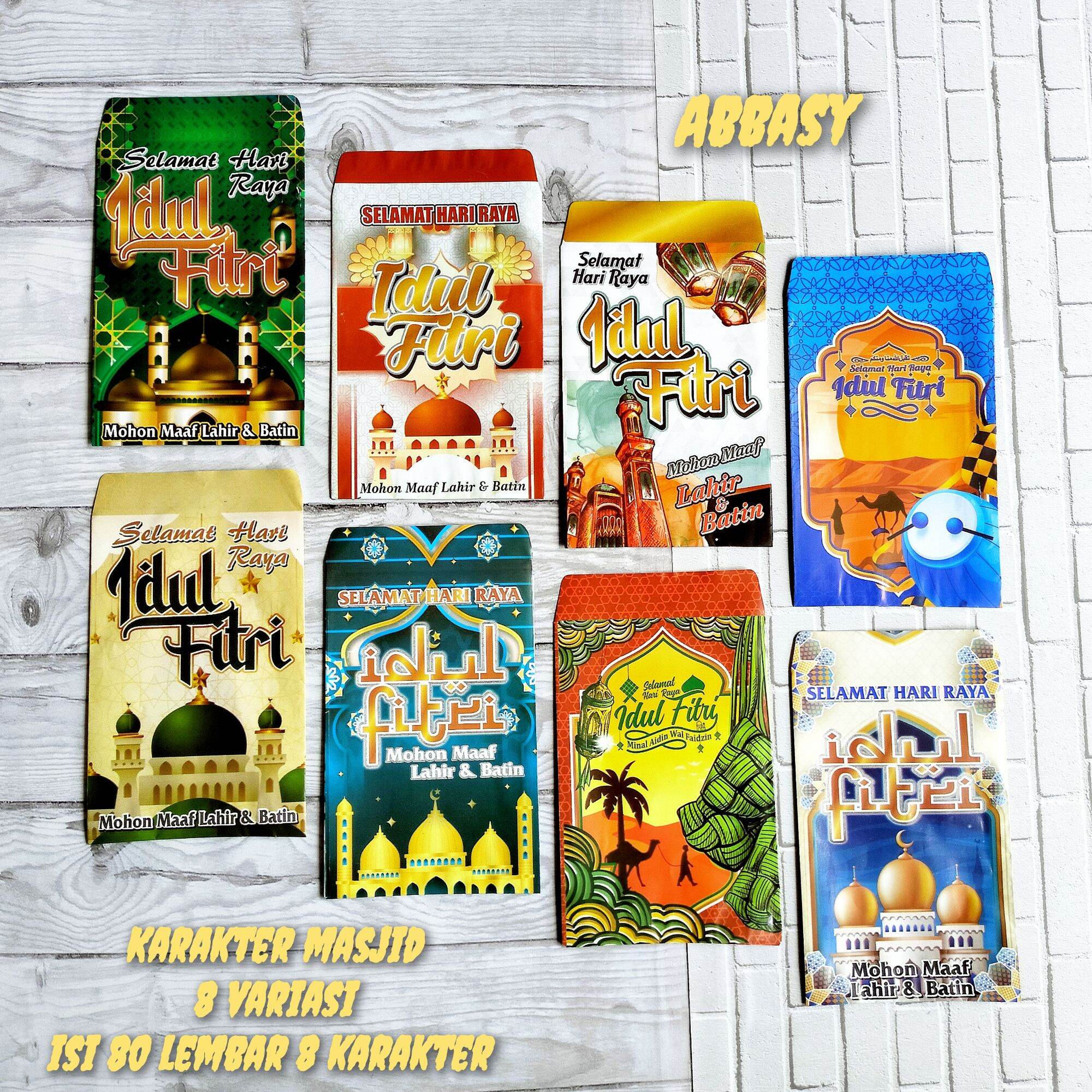 Ampau amplop lebaran Karakter Masjid medium A 80 Lembar Mix 8 Gambar ...
