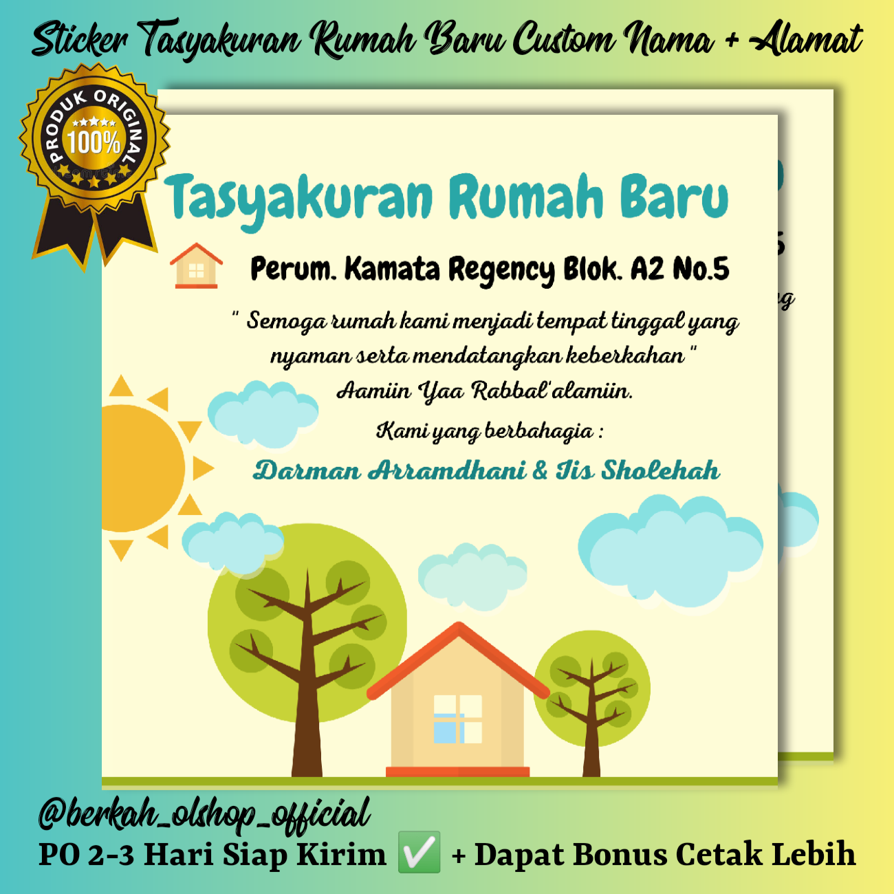 Stiker Tasyakuran Rumah Baru 10X10CM (Isi 50 Lembar) Request Alamat ...