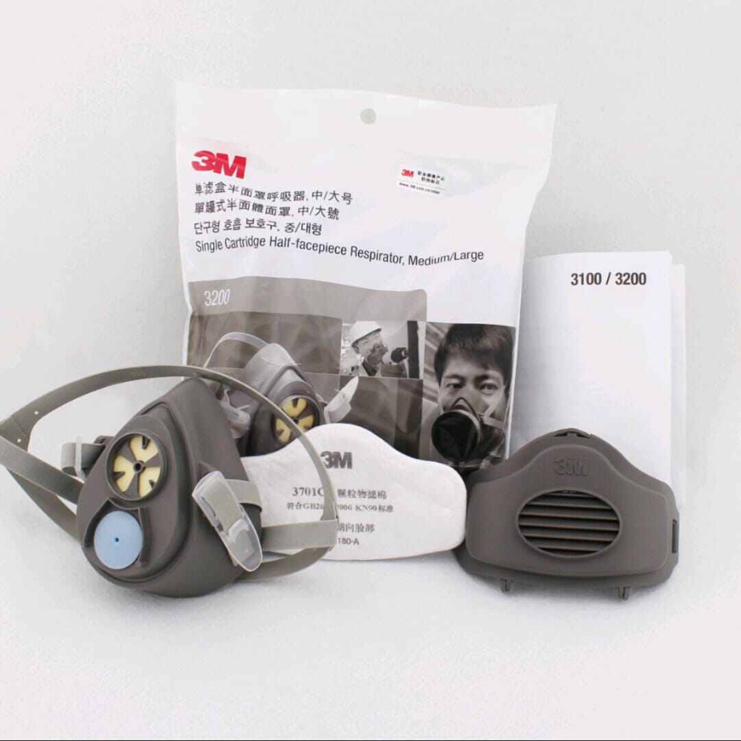 Masker 3M 3200 Set Half Face Mask Gas Respirator Filter Pelindung Debu ...