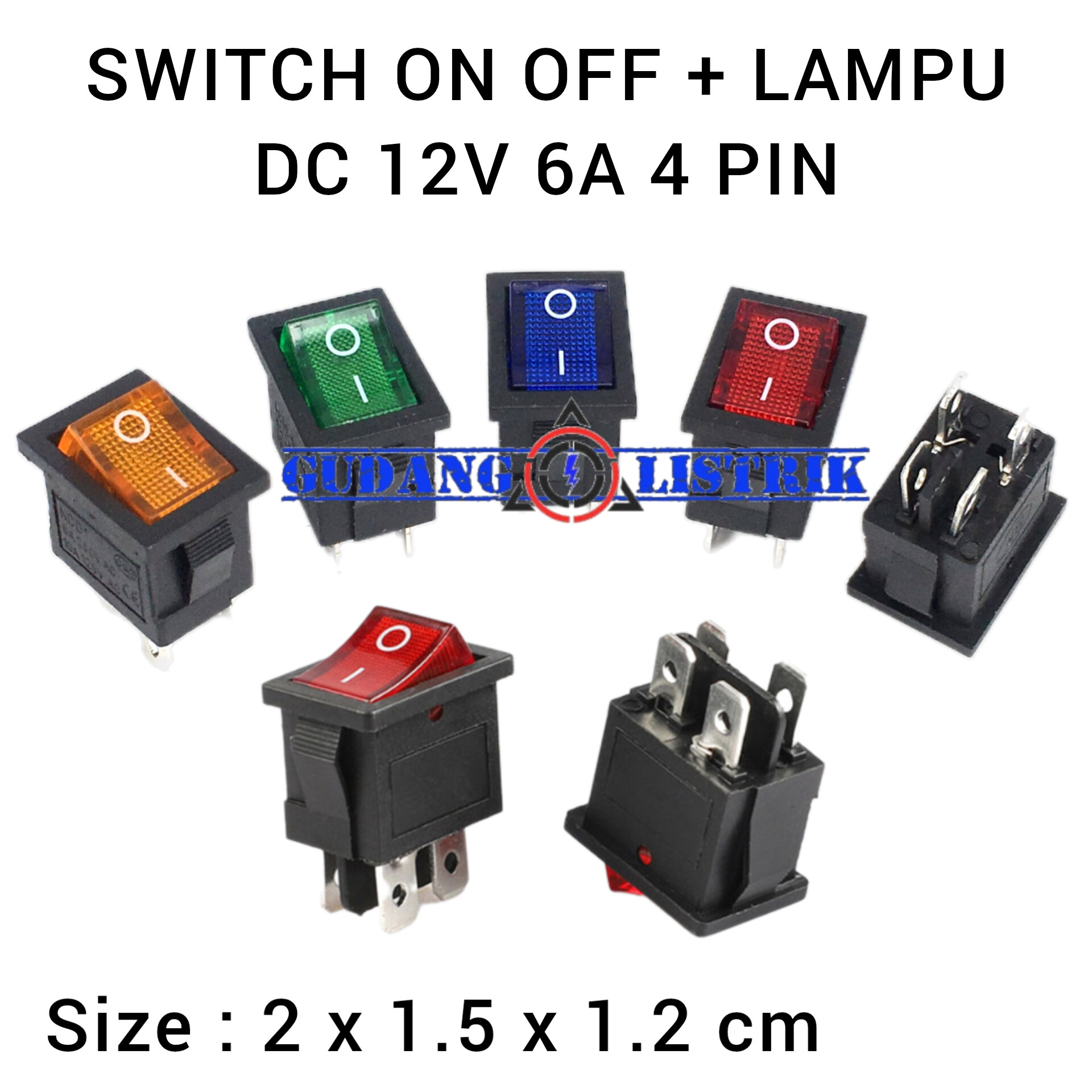 Switch Saklar Tombol On Off Lampu Segi Kecil 4 Pin DC 6A 12V | Lazada ...