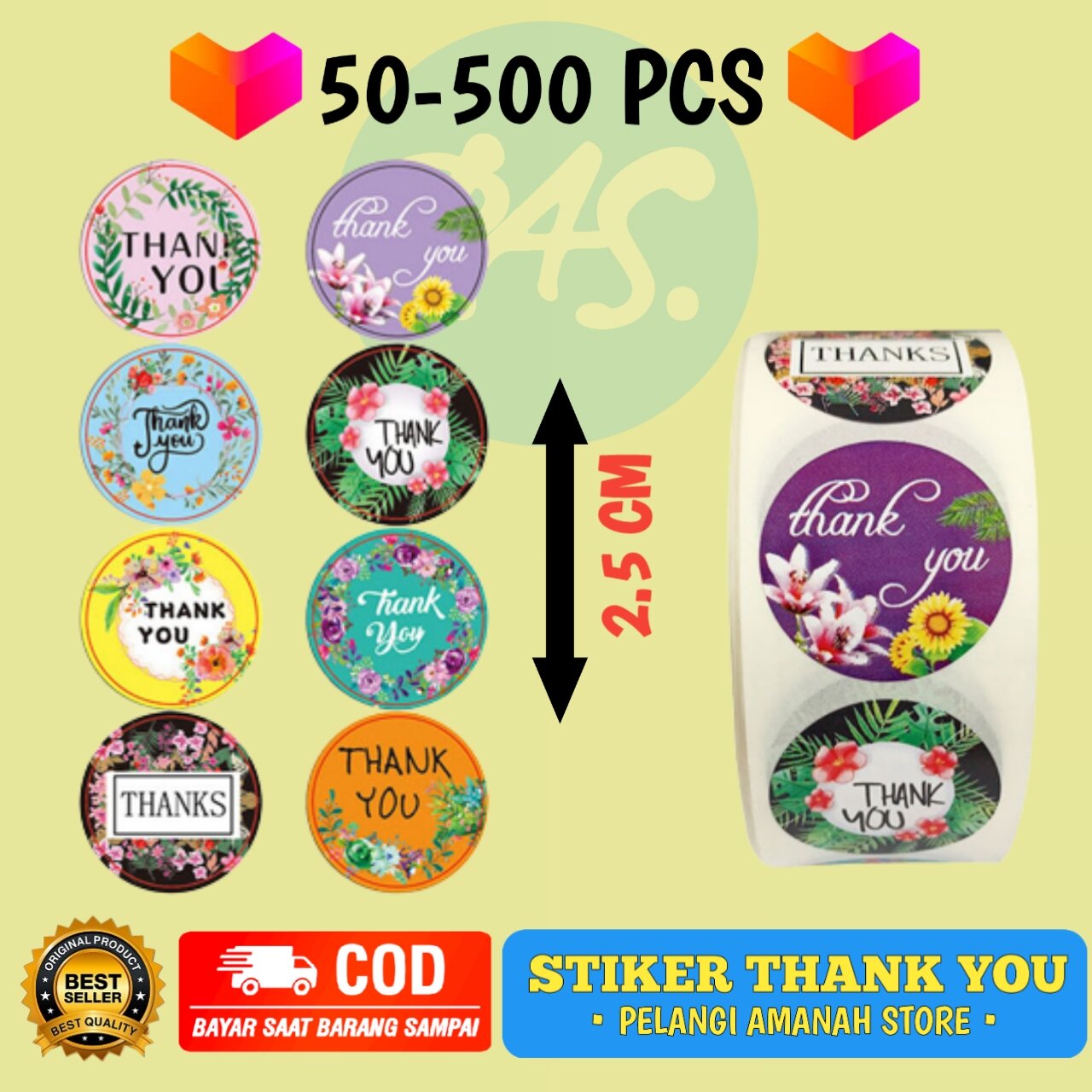 (PAS) Sticker THANK YOU Ucapan Terimakasih 8 varian 2,5 cm | Lazada ...