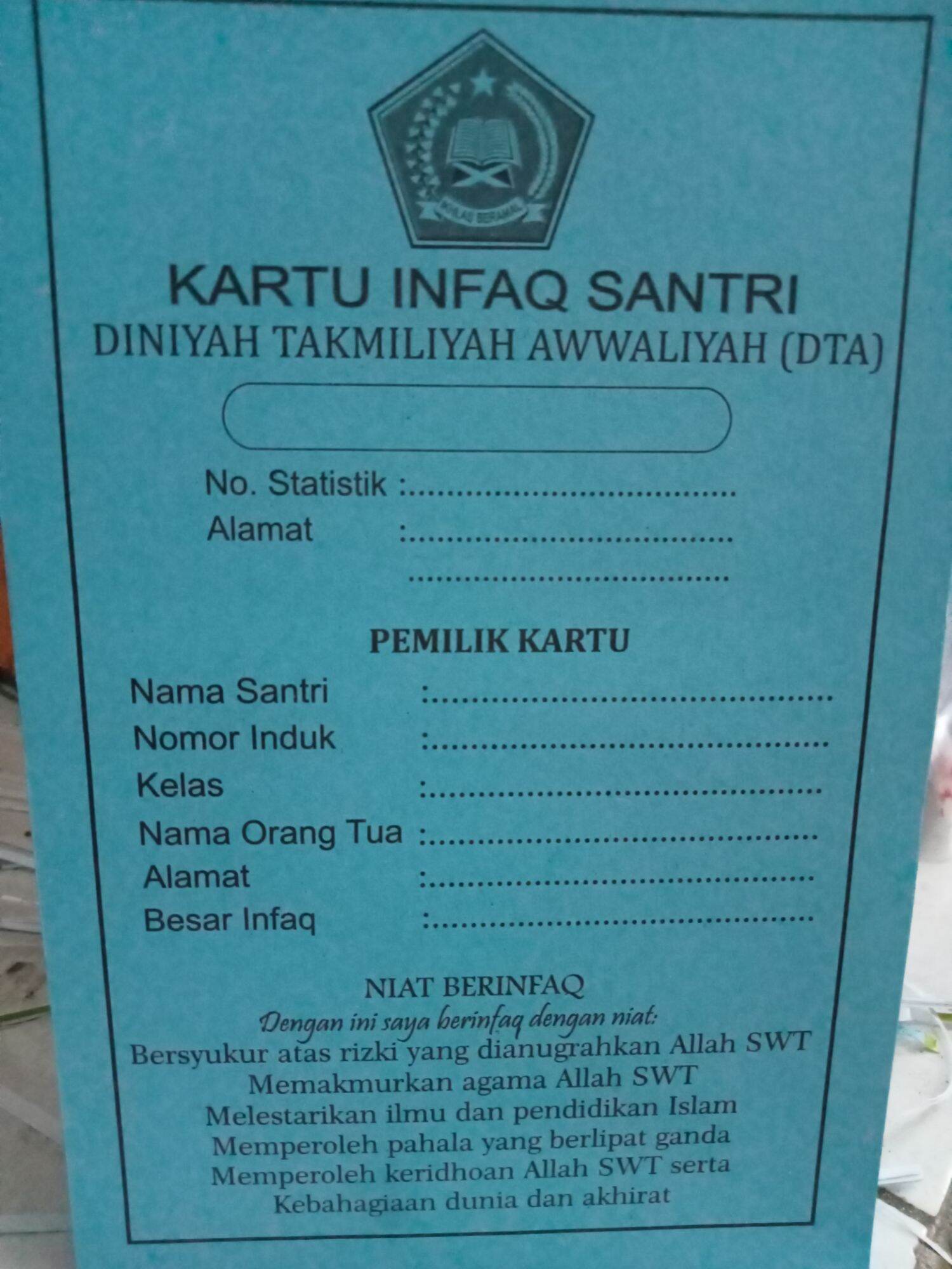 Kartu Infak DTA 1 Pack (25 lembar) | Lazada Indonesia