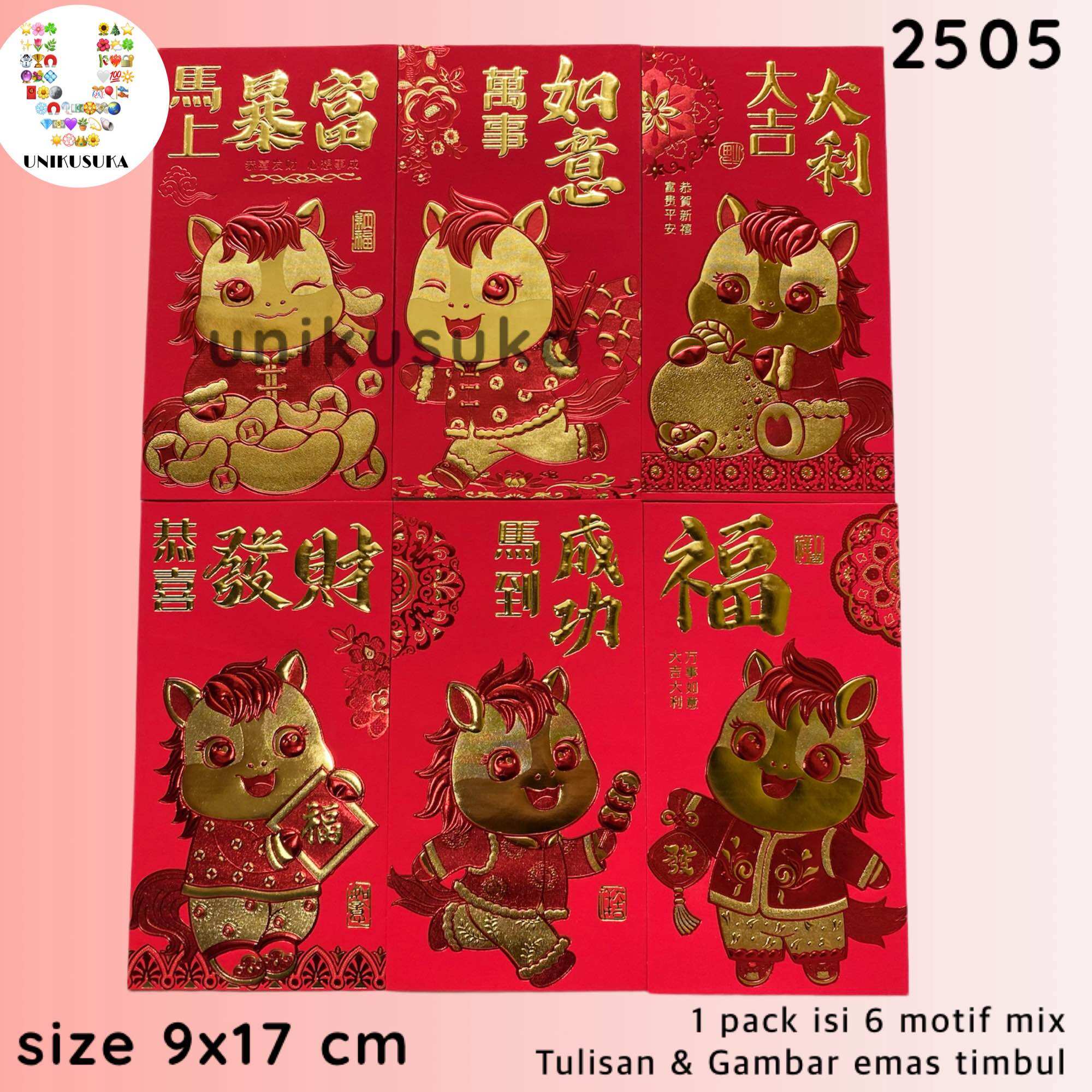 [UNIKUSUKA] ANGPAO PANJANG 3D EMAS TIMBUL ANGPAO KUDA 2026 / ANG PAO ...