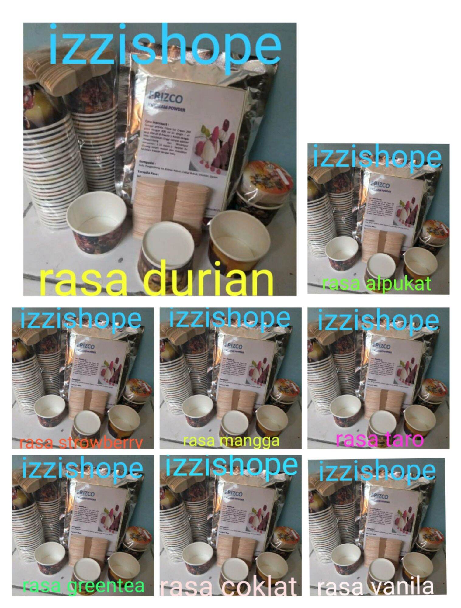 paket mini bubuk ice cream bervarian rasa 1 bubuk + 1 slop cup | Lazada ...