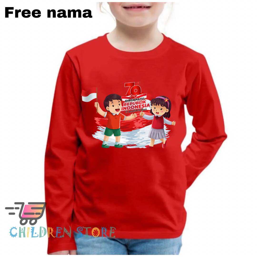 (FREE NAMA) Baju Anak Kaos Atasan Anak LENGAN PANJANG EDISI KEMERDEKAAN SPESIAL DIRGAHAYU HUT RI ...