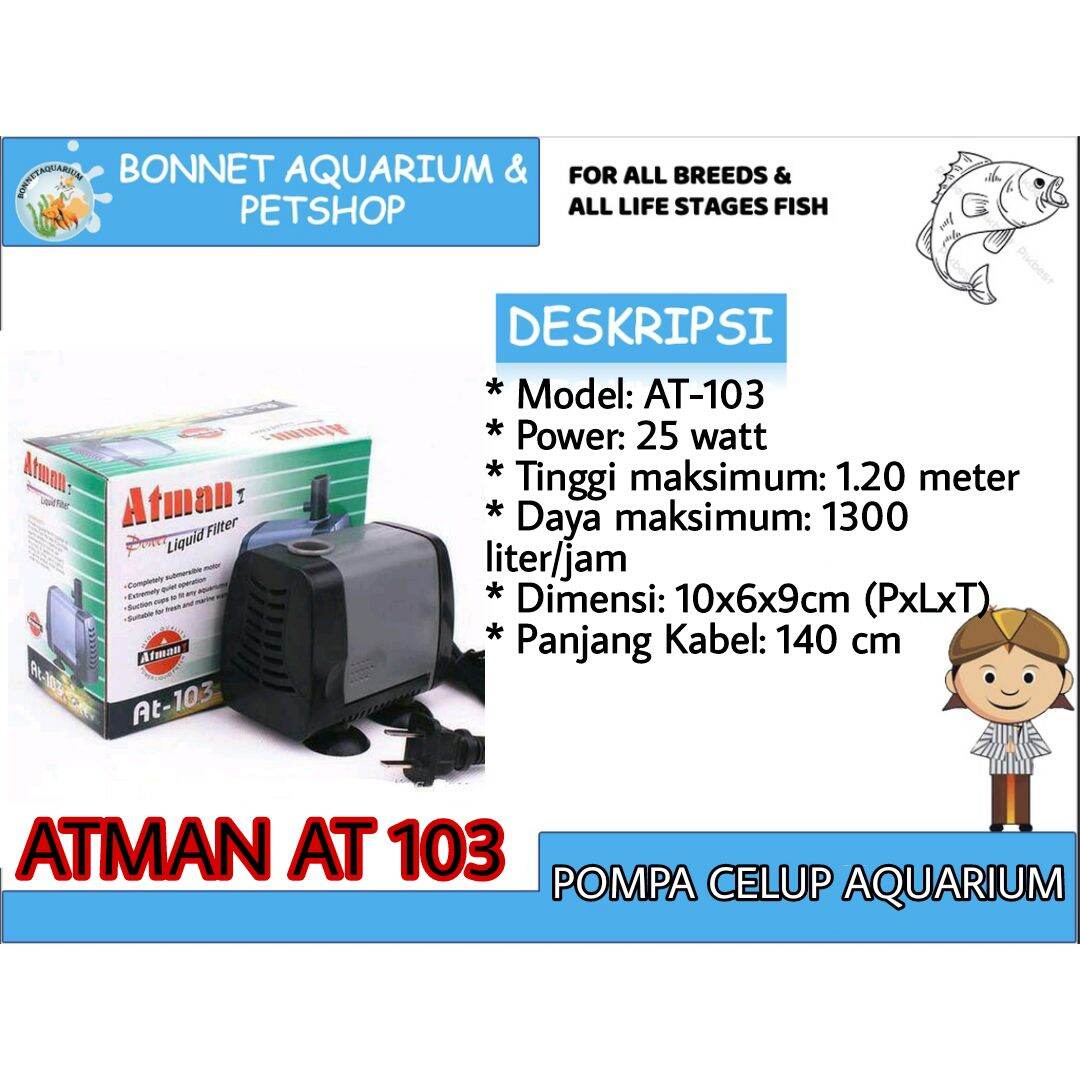 POMPA CELUP ATMAN AT 103 Pompa Celup Aquarium Kolam Submersible Water ...