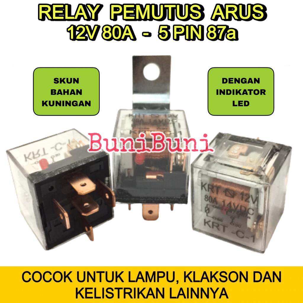 RELAY PEMUTUS Transparan 12V 80A KAKI 5 Pin 87a Untuk Lampu / Klakson ...
