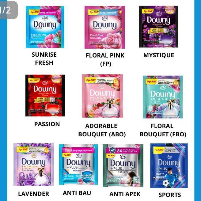Downy Pelembut & Pewangi Pakaian Renceng Renteng Sachet 500 12 x 10ml ...