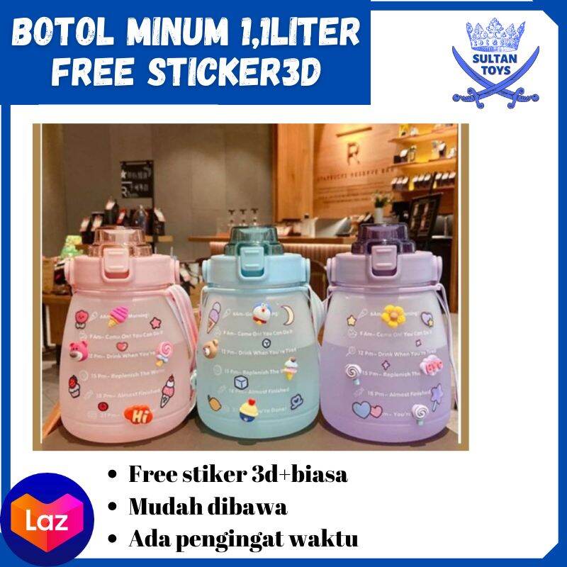 Botol Minum 1 liter lucu anak sedotan bpa free 1000ml karakter 2 liter ...